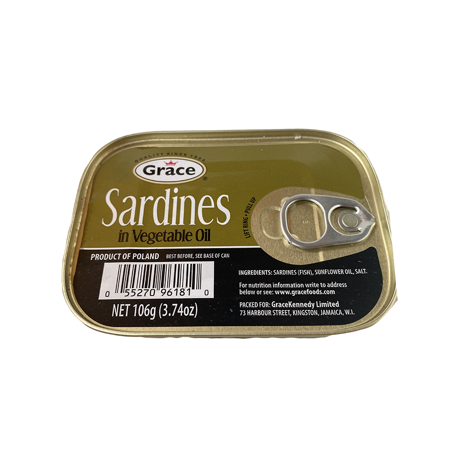 Grace Sardines in vegetable Oil 3.74oz | M&D Jamaican Delights